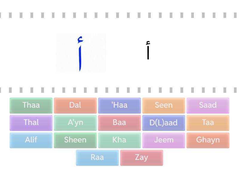 Arabic Alphabet matching game (Alif - Ghayn ) Arabic to English - Find ...