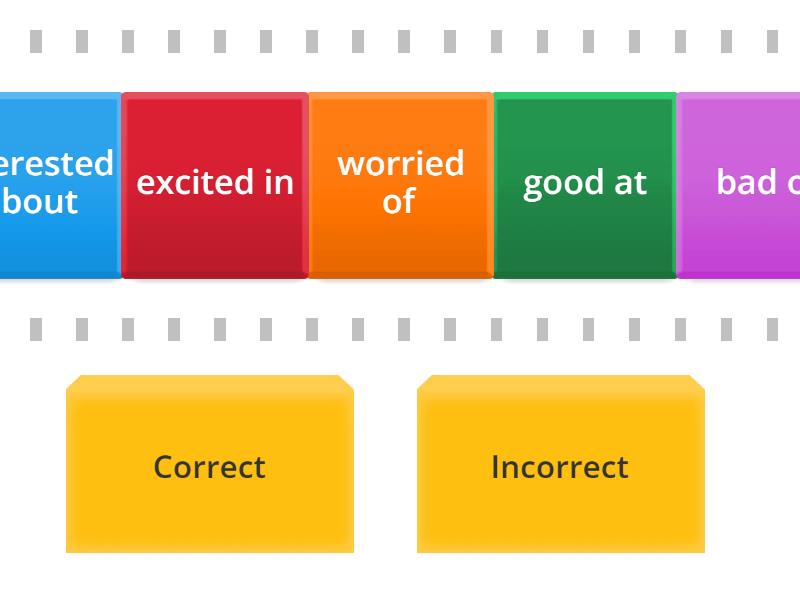 Go Getter (2) 3.5 Adjectives with prepositions - Speed sorting