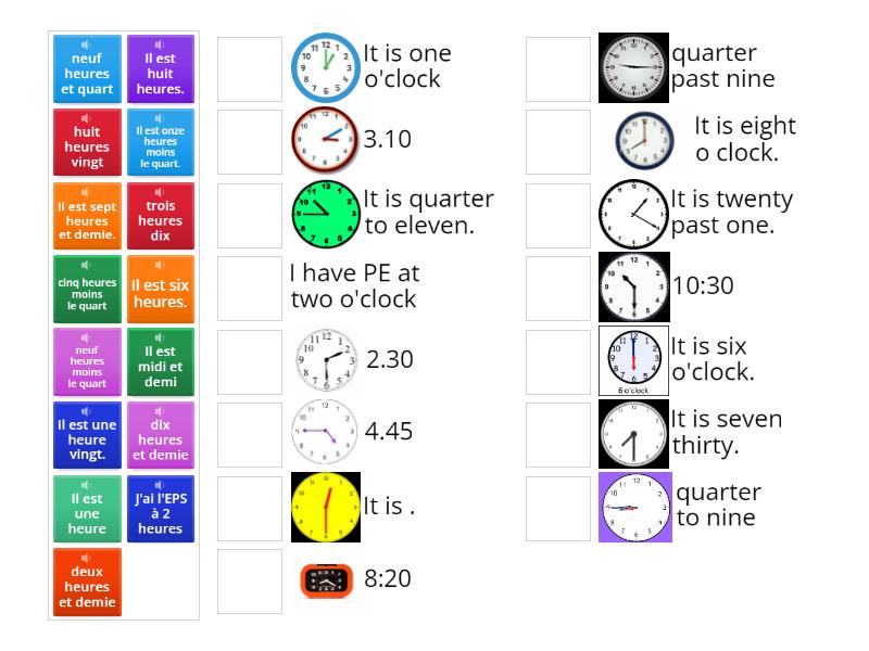 Quelle heure est-il? (with sound) - Match up