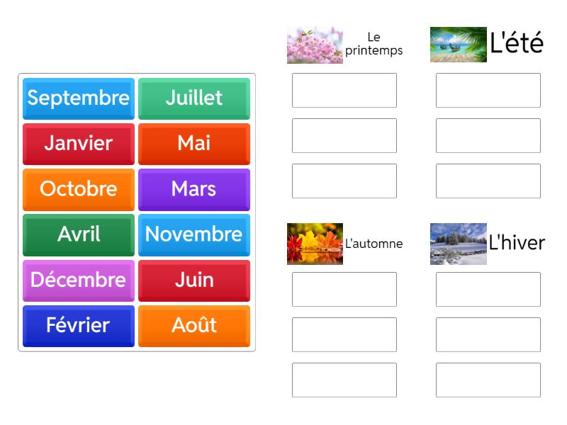Les saisons en francais - Group sort