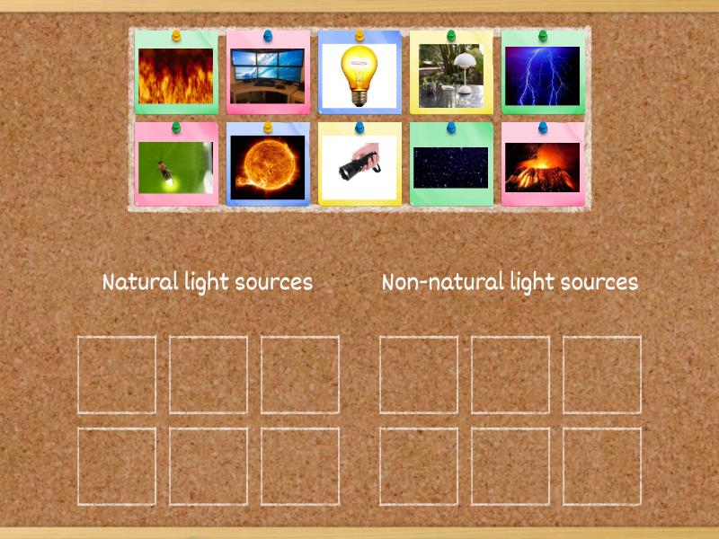 Natural and man-made light sources - Group sort