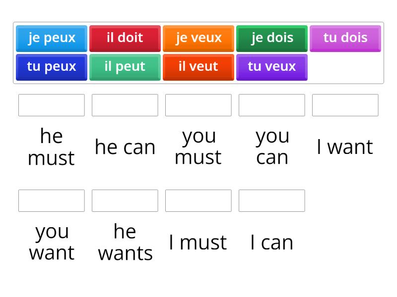 French modal verbs new GCSE - Match up
