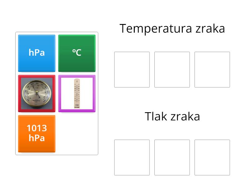 Temperatura i tlak zraka - Group sort