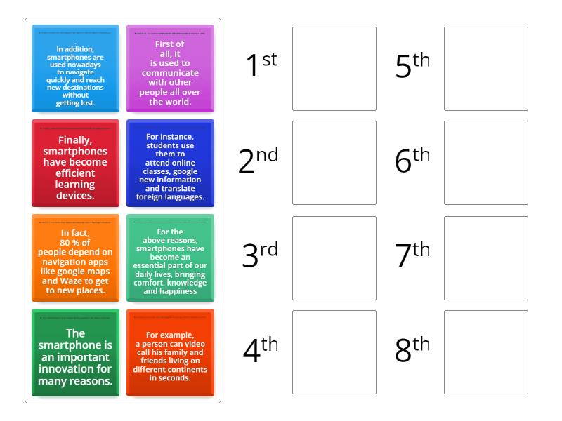 Arrange the paragraph elements - Rank order Arrange the paragraph elements - Rank order