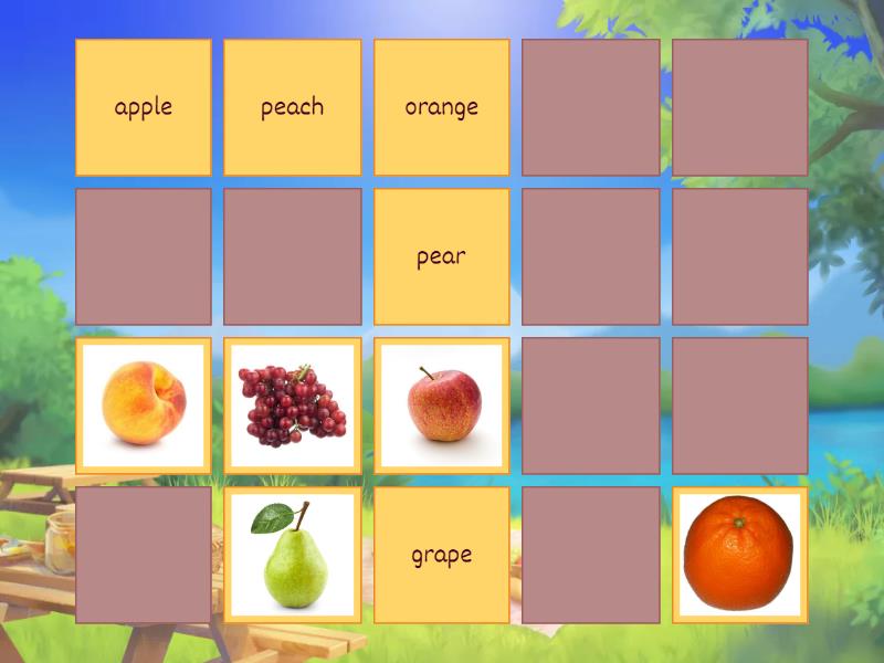 FRUIT - words & pictures - Matching pairs