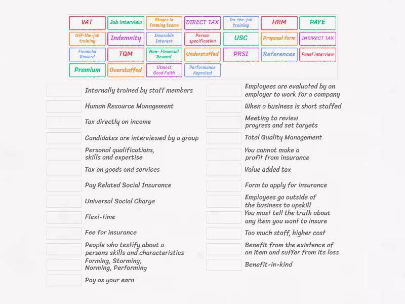Lc Business Unit 4 Managing 2 - Match up