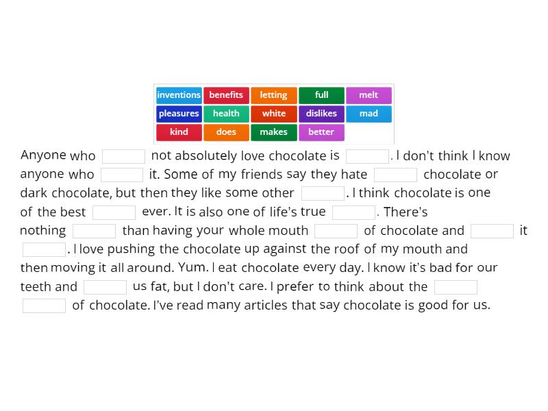 Chocolate - Complete the sentence