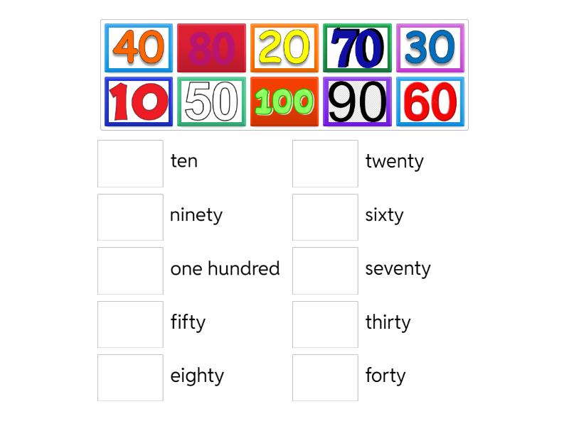 Numbers 10-100 - Match up