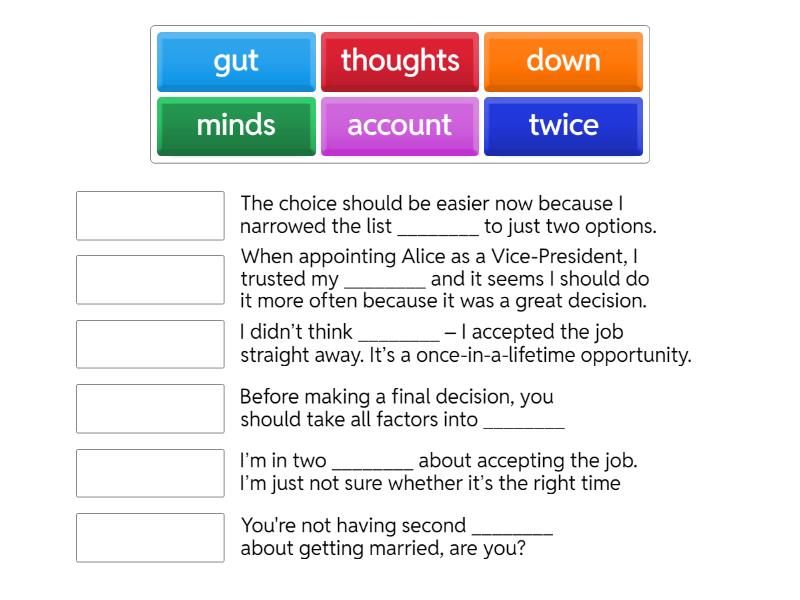 How to make faster decisions. Extra Vocabulary - Une las parejas