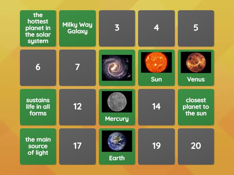 Solar System Matching Game - Matching pairs