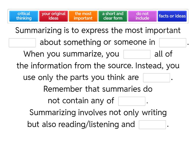 EUPP Summarizing - Complete the sentence