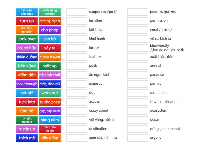 Unit 7 natural wonders of the world - Match up