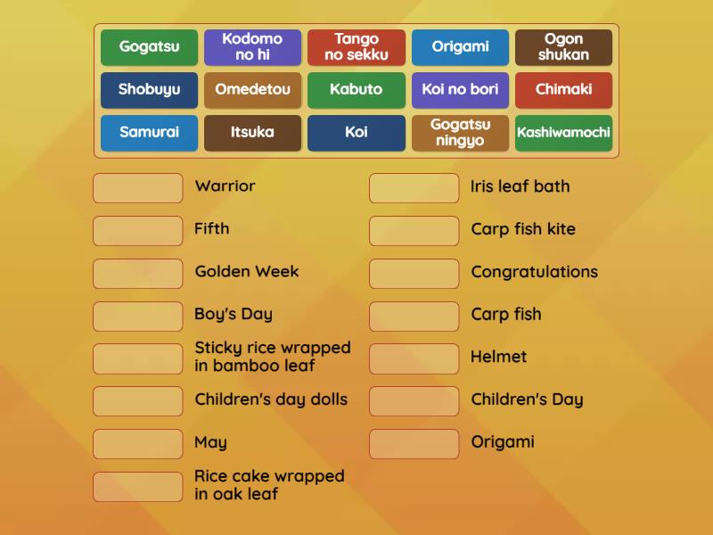 Kodomo no hi Children's Day Vocabulary - Match up