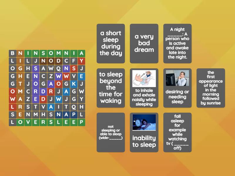 Night vocabulary - Wordsearch
