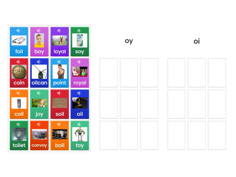oi and oy with words - Group sort