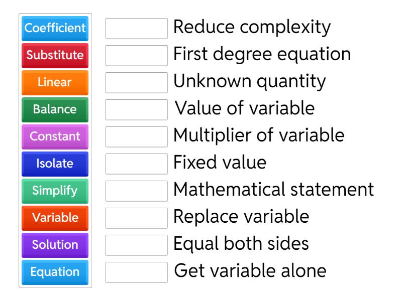 Linear Equations Matching - Match up