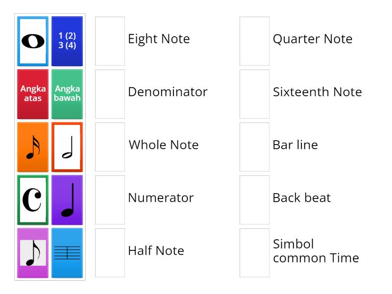 Simbol dan istilah dalam common time signature - Match up