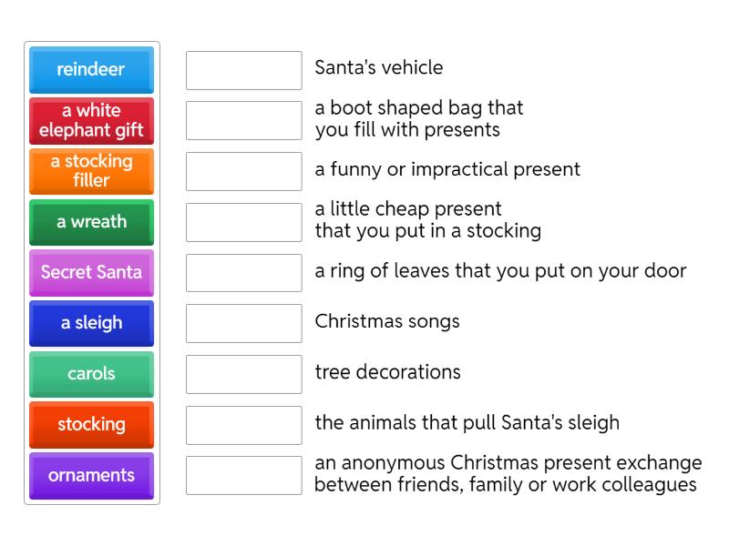 Christmas Vocabulary Match - Match up