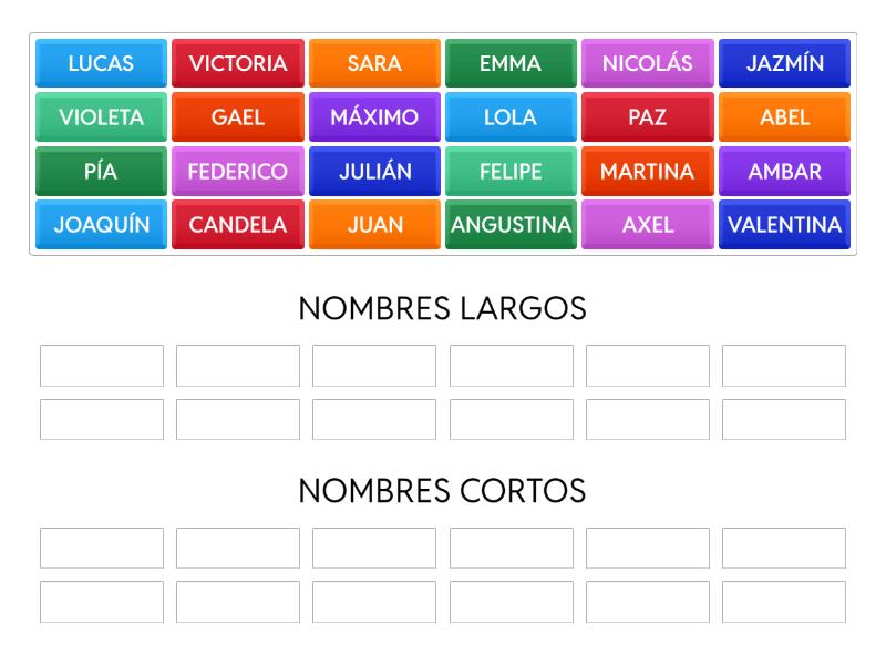 ORDENAR SEGUN SU GRUPO - NOMBRES CORTOS Y LARGOS - Group sort