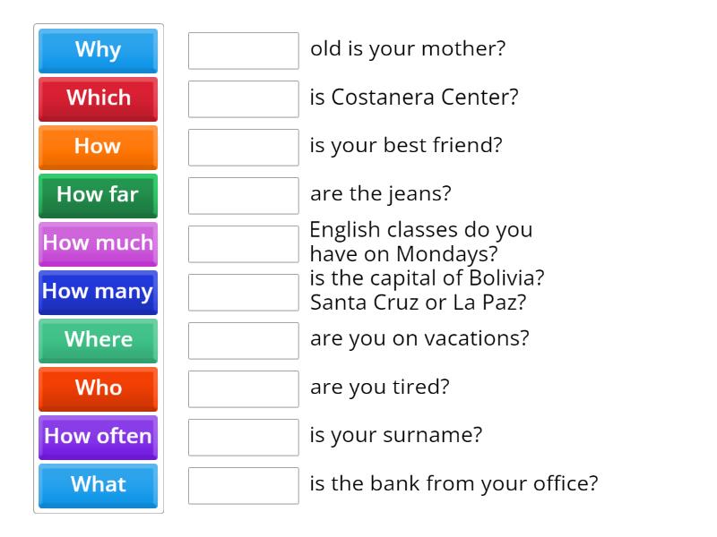 Question words Practice - Match up