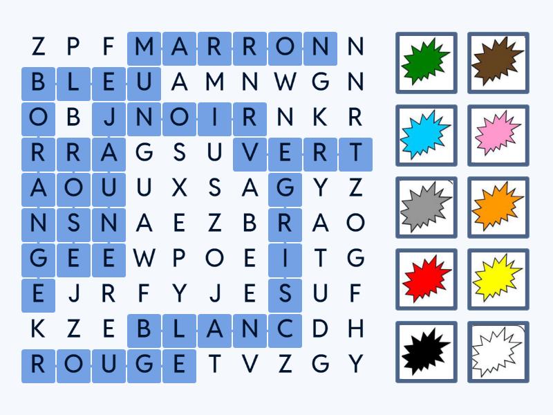 Les couleurs - Wordsearch