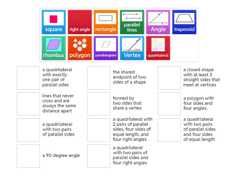 3rd Grade:Geometry Vocabulary /Classify Quadrilaterals - Match up
