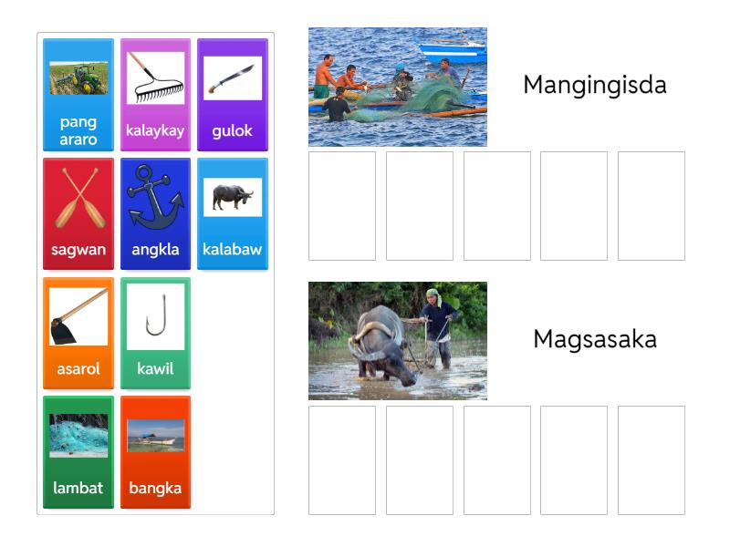 Mga Kagamitan ng Magsasaka at Mangingisda - Group sort