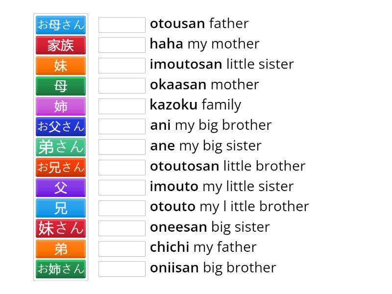 Family Members kanji version - Match up