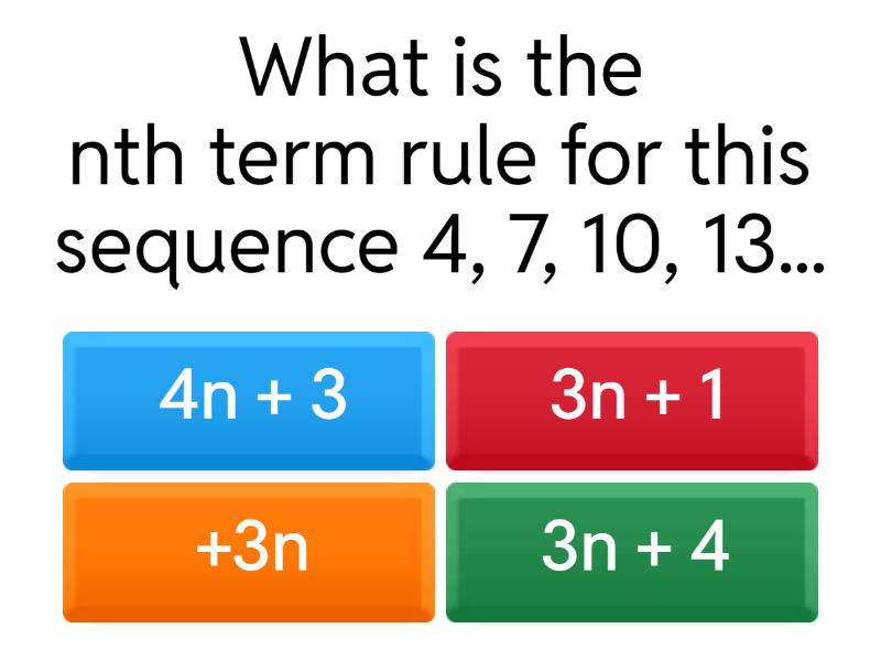 Nth term and sequence - Quiz