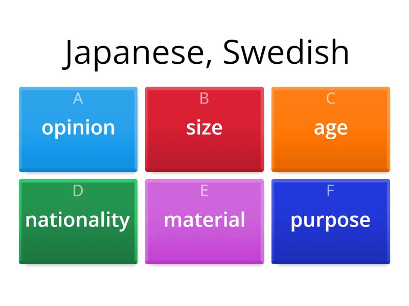 Classifying types of adjectives - Quiz