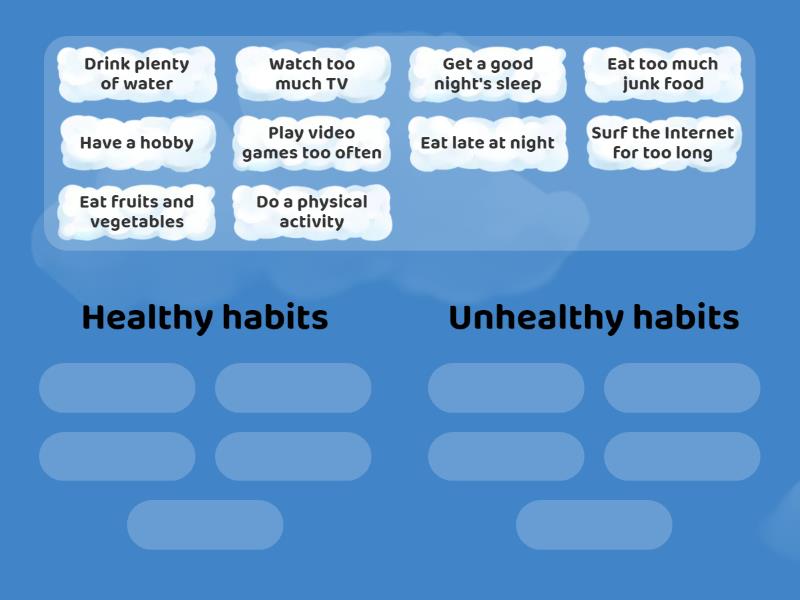 Healthy/Unhealthy habits - 7 grade - Group sort