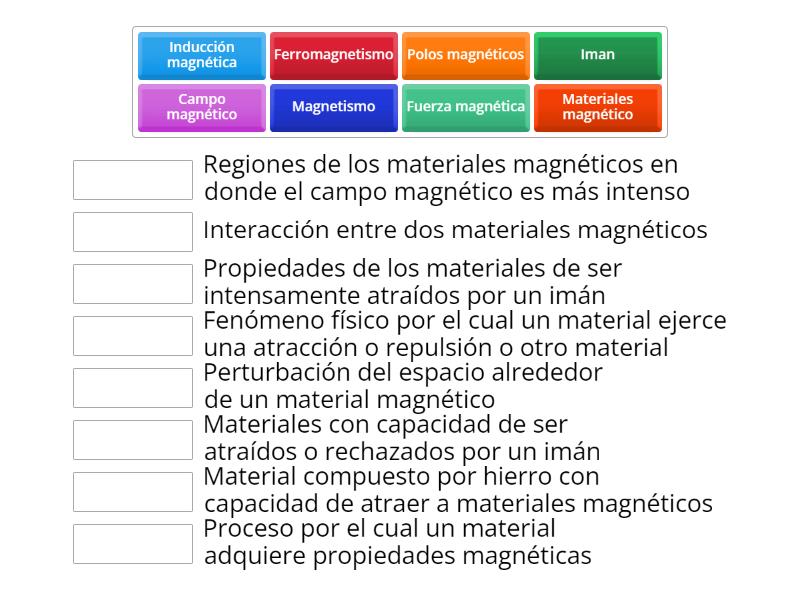 Actividades sobre magnetismo - Une las parejas