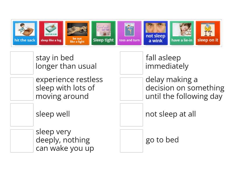 sleeping idioms - Match up