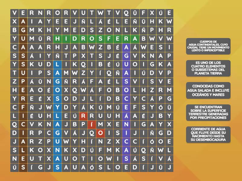 HIDROSFERA - Sopa de letras