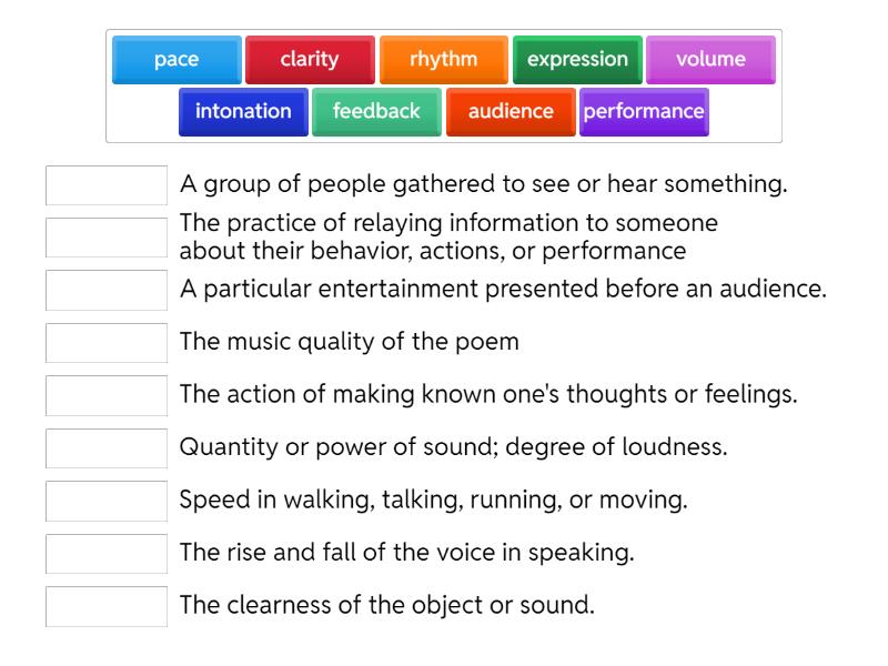 Poetry Vocabulary - Match up