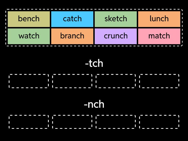 Unit 7 Phonics: tch / nch - Group sort