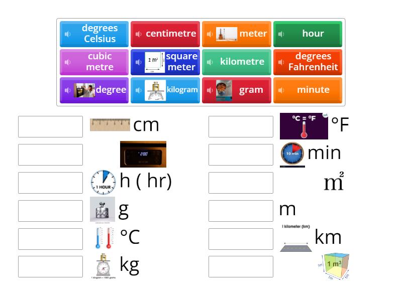 measurements & abbreviations - Match up