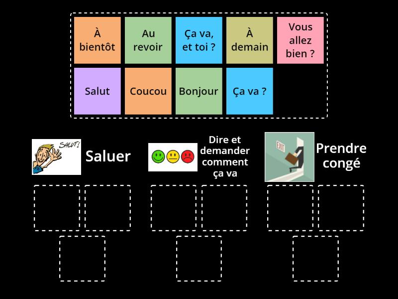 PELF - Fiche 1 : saluer et prendre congé - Exercice 1 - Group sort