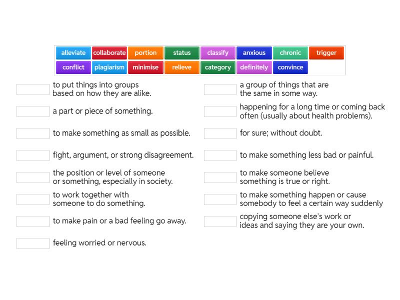 Unit 2A Vocabulary - Match up
