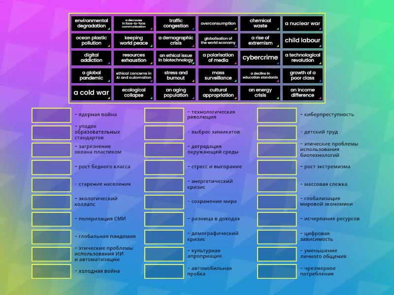 Global issues vocabulary - Match up