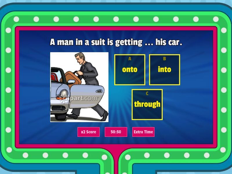 over/ onto/ under/ towards/ up/ down/ into - Gameshow quiz