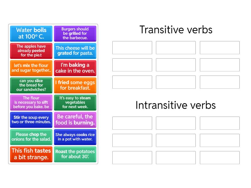 Prepare 5 Unit 14 transitive-intransitive verbs - Group sort