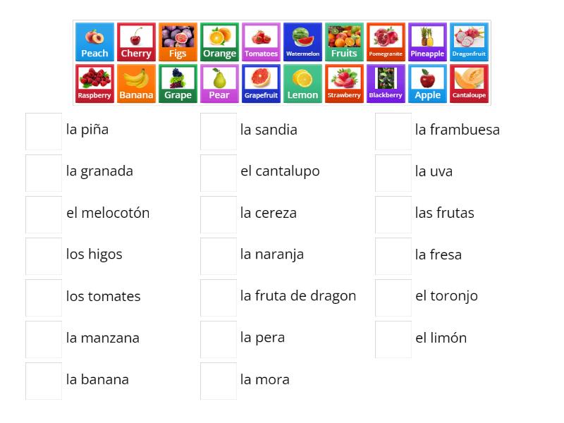 Las frutas - Match up