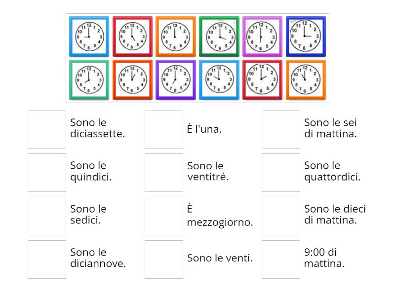 Che ore sono? on the hour - Match up