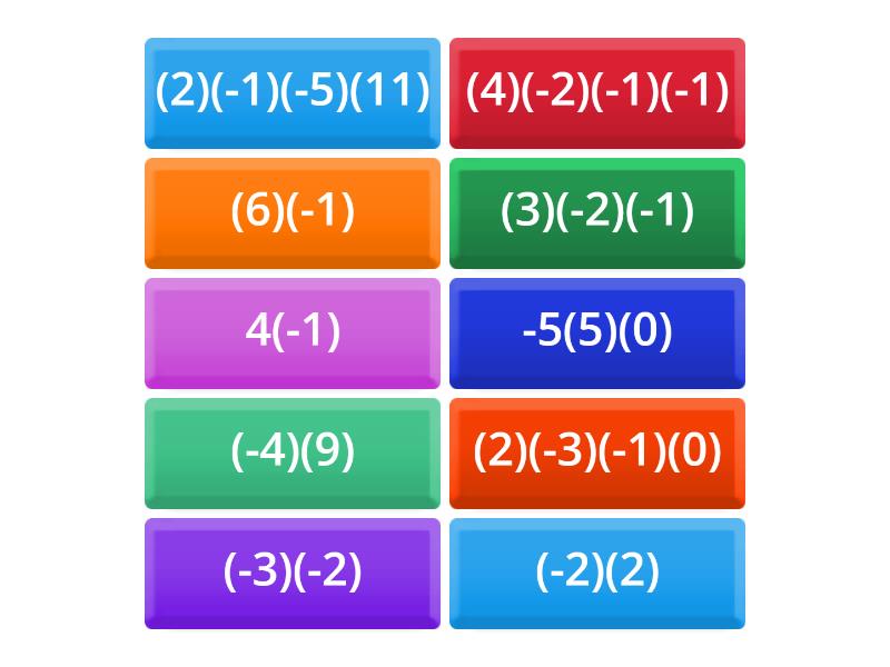 Multiplicación con números enteros - Flip tiles