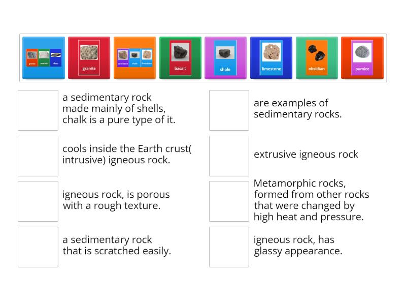 Grade 6: Types of Rocks - Match up