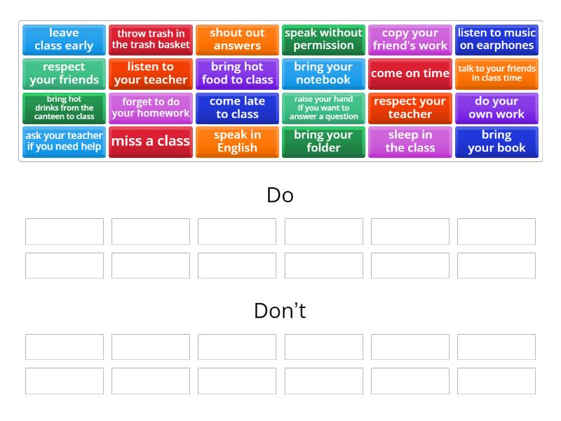 Classroom Rules - Group sort