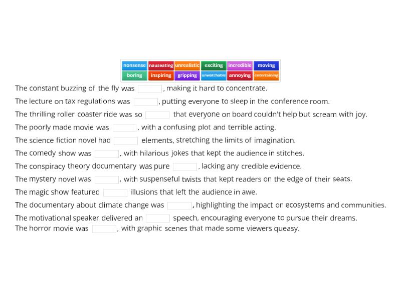 adjectives drilling - Complete the sentence