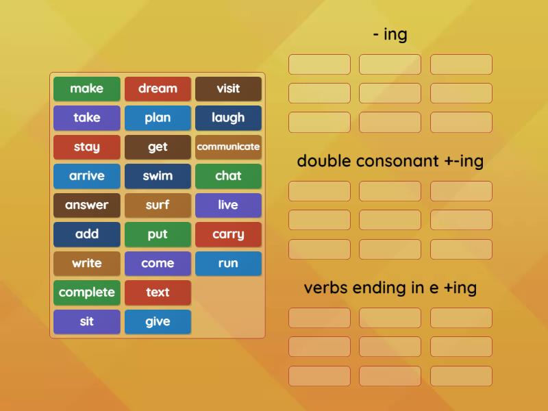 spelling Present Continuous + ing - Group sort