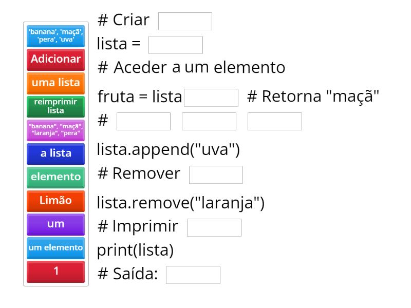 Python - Listas - Complete the sentence